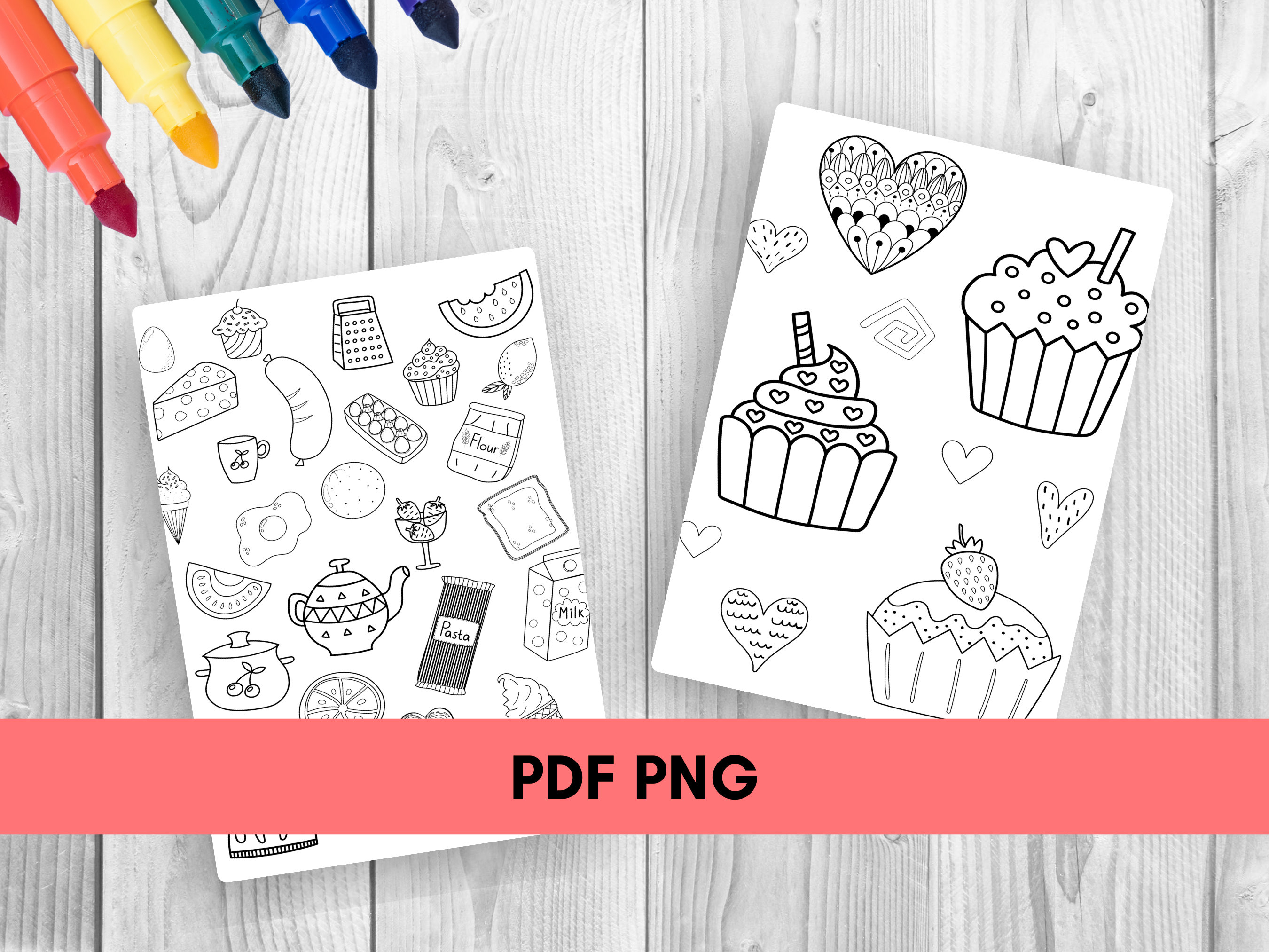 Food Coloring Pages, 10 Printable Recipe Coloring Pages for Kids, Boys ...