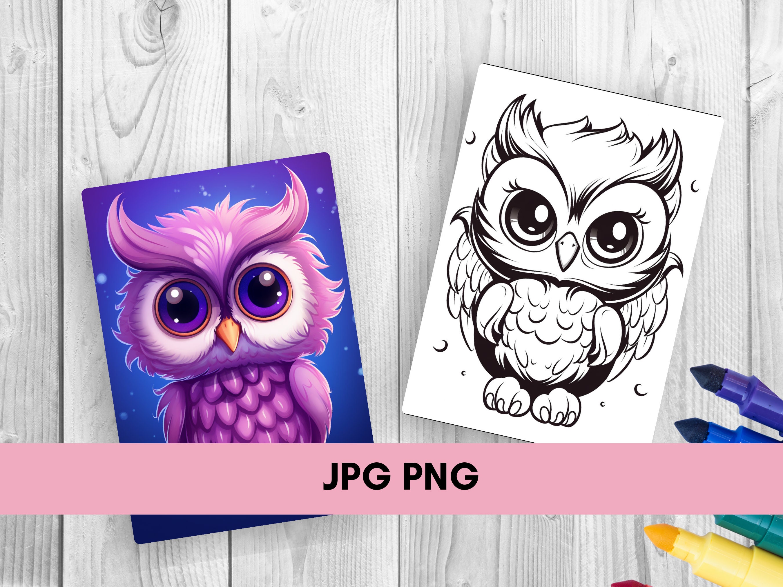 200 Pages Owl Coloring Book - Adults Kids Coloring Pages, Instant ...