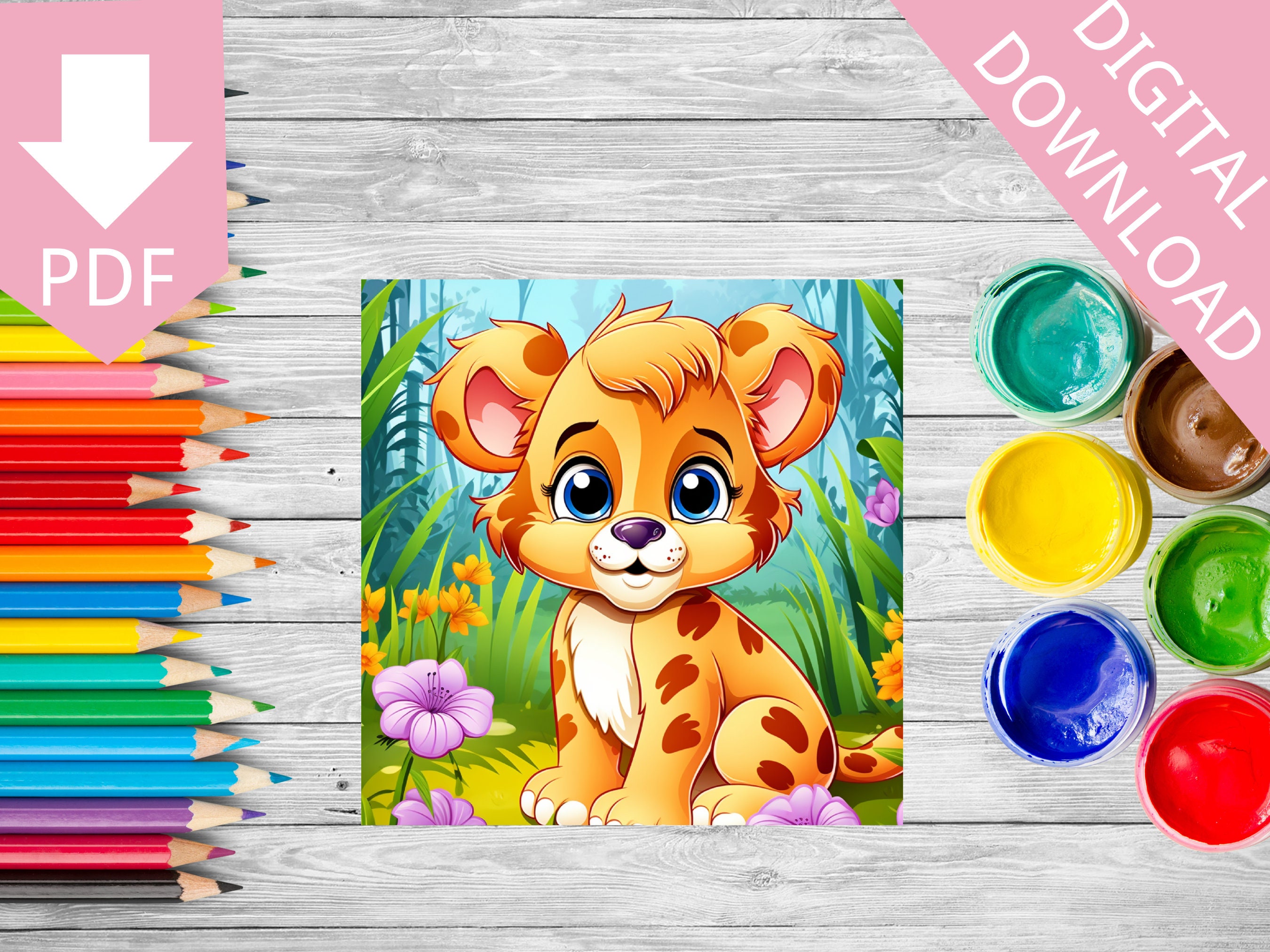 175 Cute Baby Animals Coloring Pages for Adult & Kids, Animal Coloring ...