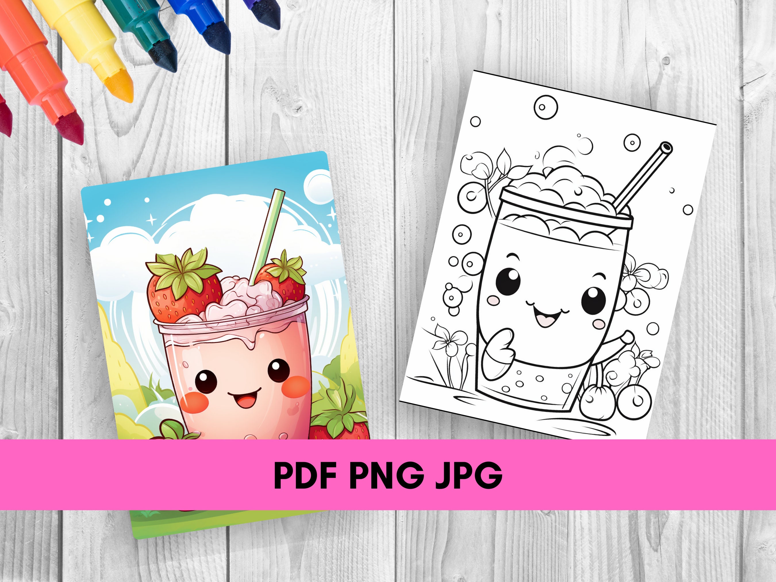 200 Cute Kawaii Coloring Pages for Kids Cute Coloring Page Mega Bundle ...