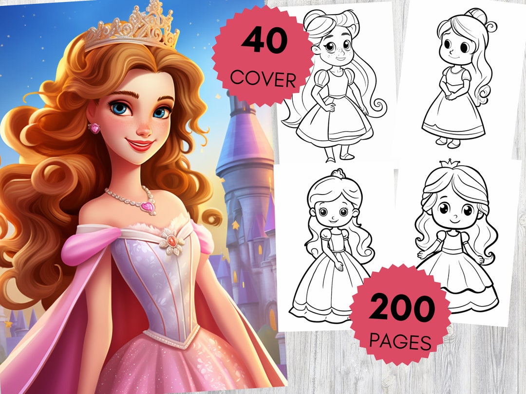 Princess Coloring Pages for Kids, Cute Princess Art Book, Fairy Castle ...