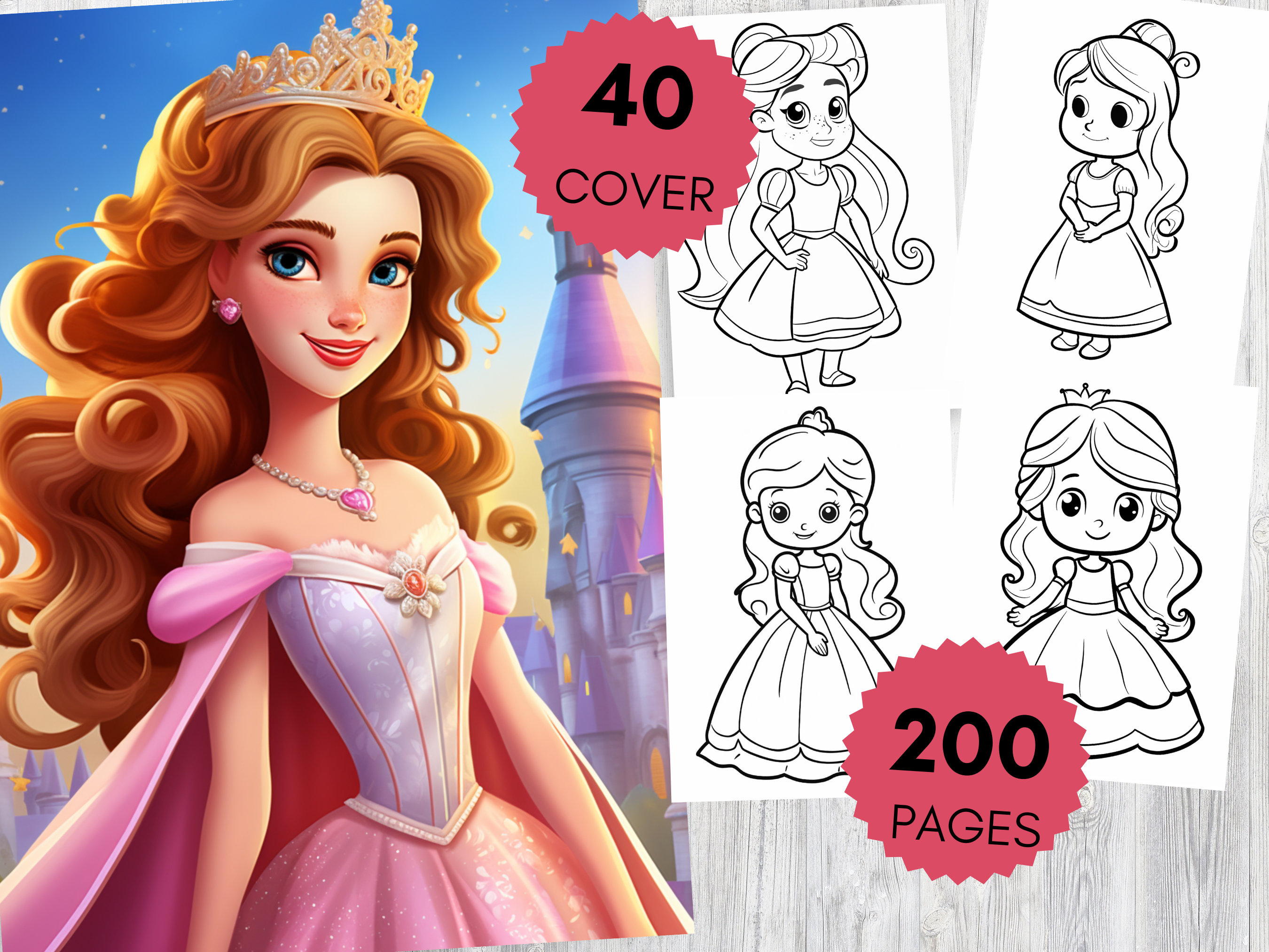 200 Cute Princess Coloring Book for Kids, Princess Coloring Pages, Kids ...