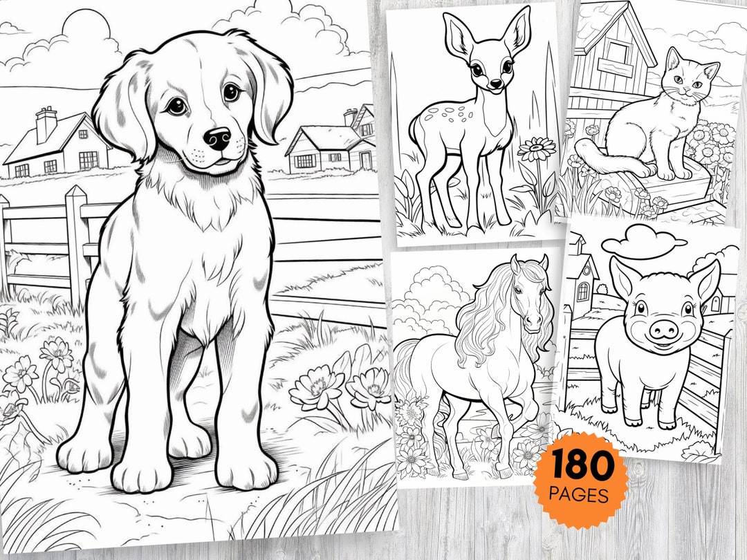 180 Cute Farm Animal Coloring Pages | Farm Animal Coloring | Stress ...