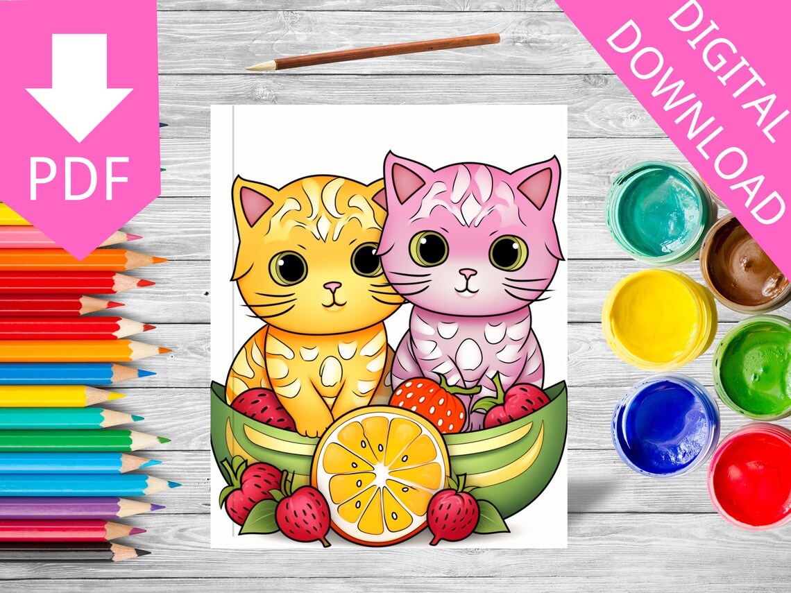 100 Kawaii Coloring Pages for Kids Cute Coloring Page Mega Bundle ...