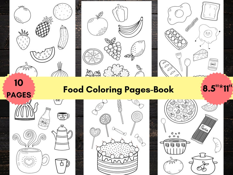 Food Coloring Pages, 10 Printable Recipe Coloring Pages for Kids, Boys ...