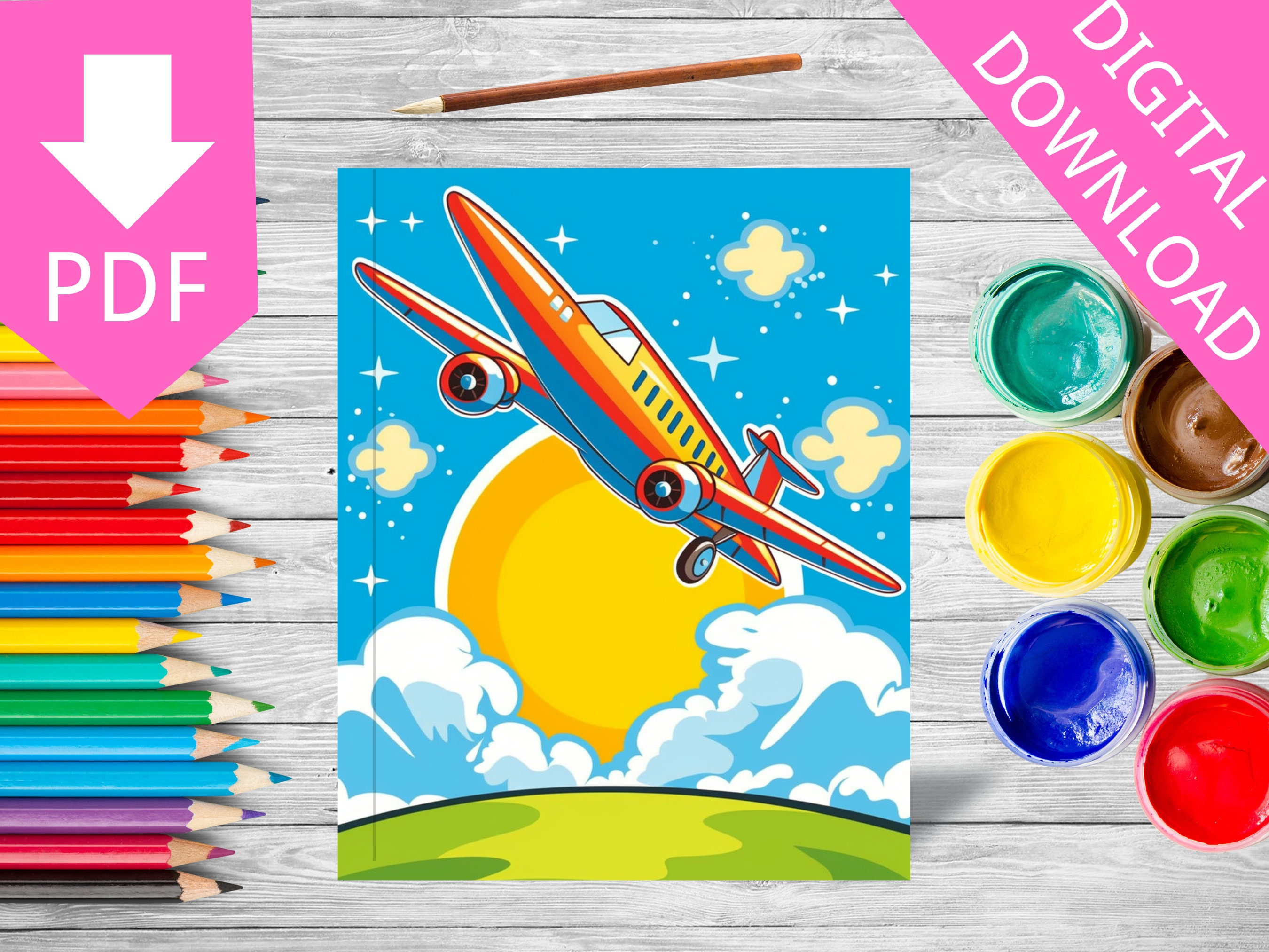 Airplane Coloring Book for Kids, Jet and Aviation Coloring Pages ...