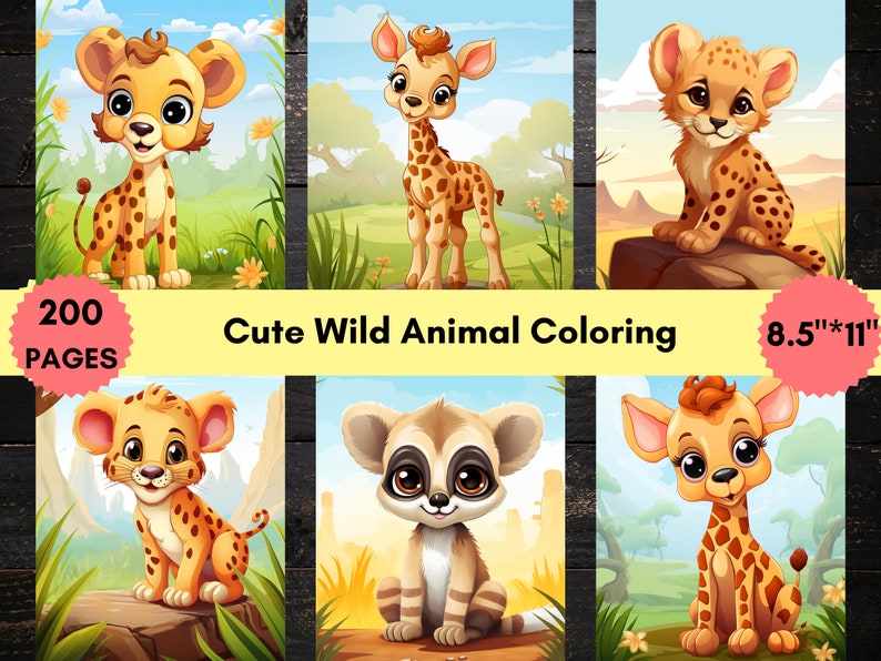 Cute Wild Animals Coloring Book-wild Animals Coloring Pages-wild ...
