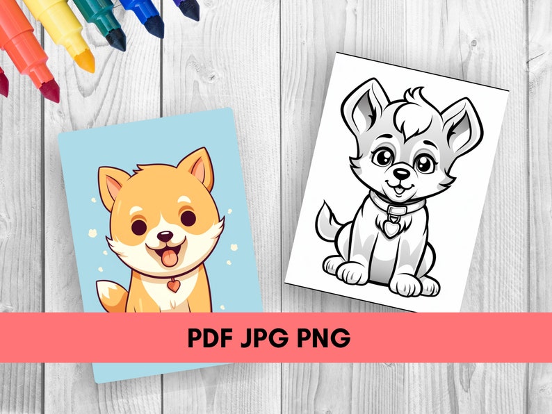 Cute Dog Coloring Pages for Kids and Adults, Puppy Coloring Book ...