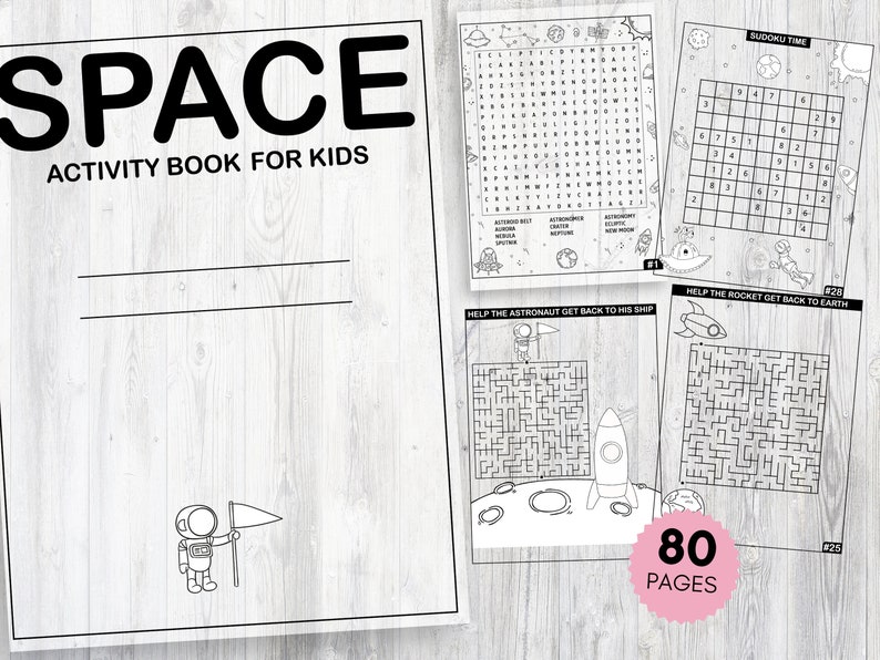 Space Activity Book for Kids, Printable Space Coloring, Printable Space ...