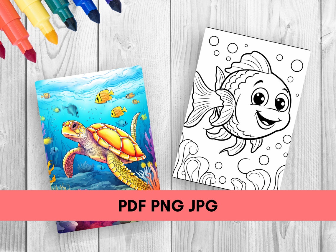 250 Sea Animals Coloring Pages Digital Download for Relaxation and ...