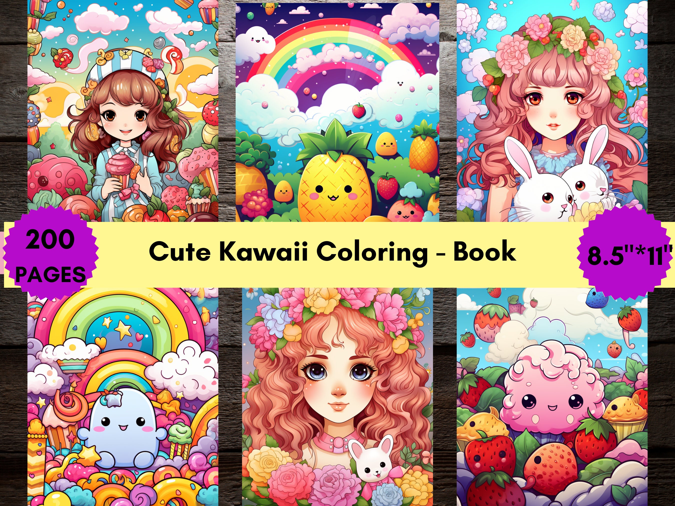 200+ Kawaii Coloring Pages for Kids Cute Coloring Page Mega Bundle ...