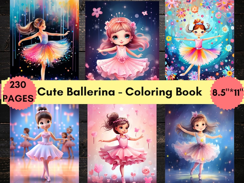 230 Cute Ballerina Coloring Pages for Kids | Printable PDF 10 Pages A4 ...