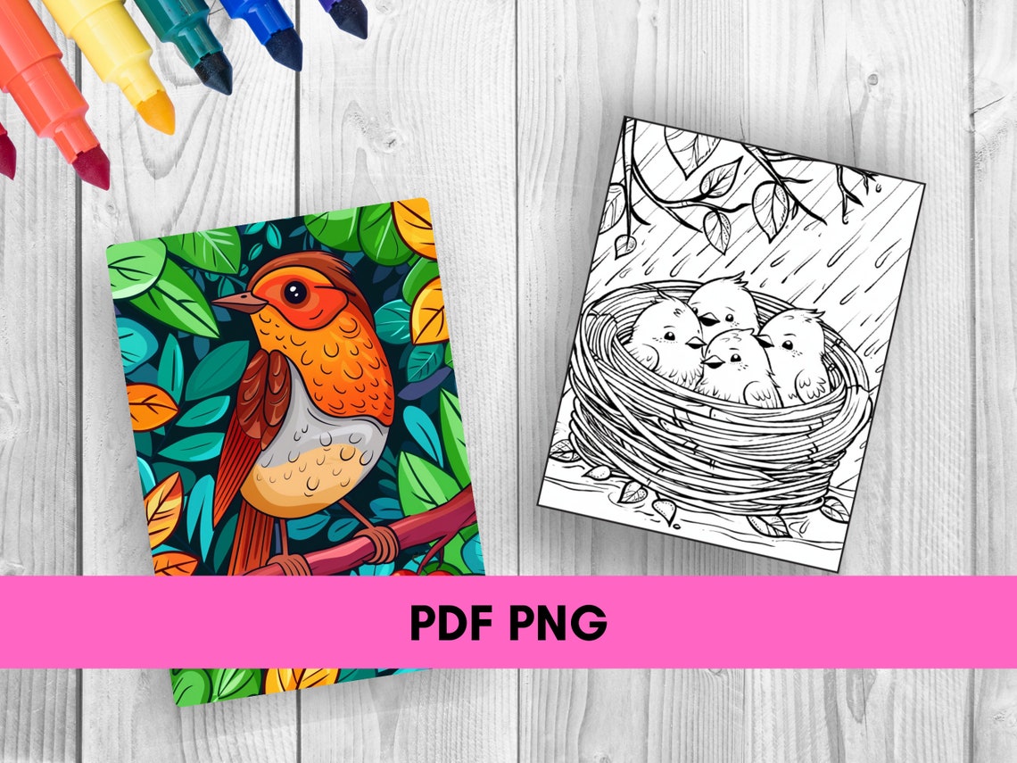 Cute Birds Coloring Book for Kids and Adults, Easy Bird Printable ...