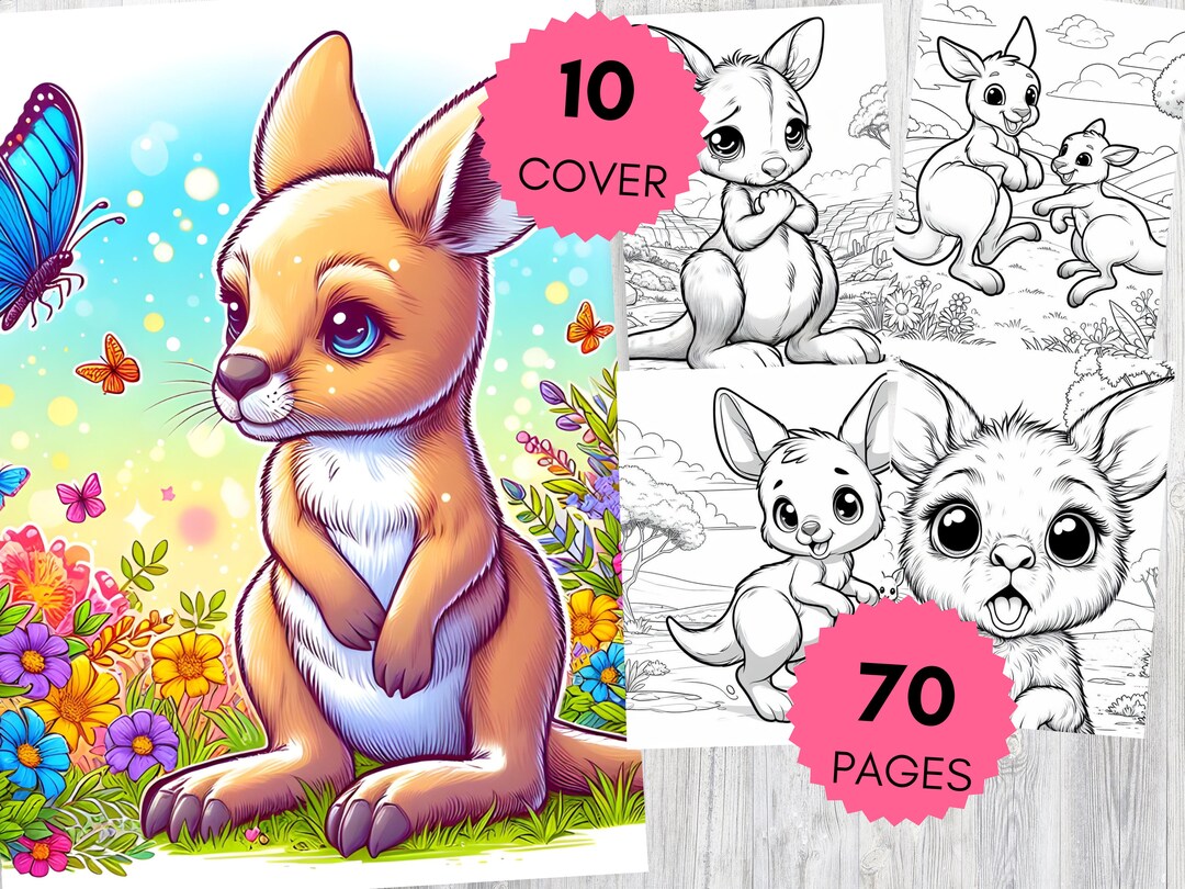 Baby Kangaroo Coloring Pages for Kids, Cute Wildlife Animal Coloring ...