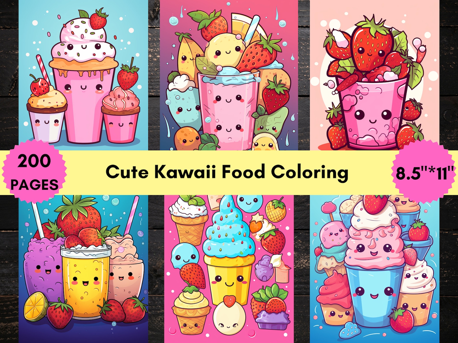 Cute Kawaii Food Coloring Book for Kids and Adults, Ice Cream and ...
