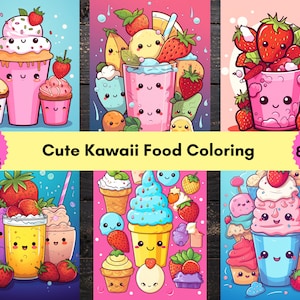 200 Cute Kawaii Food Coloring Pages for Kids, Printable Kawaii Coloring ...