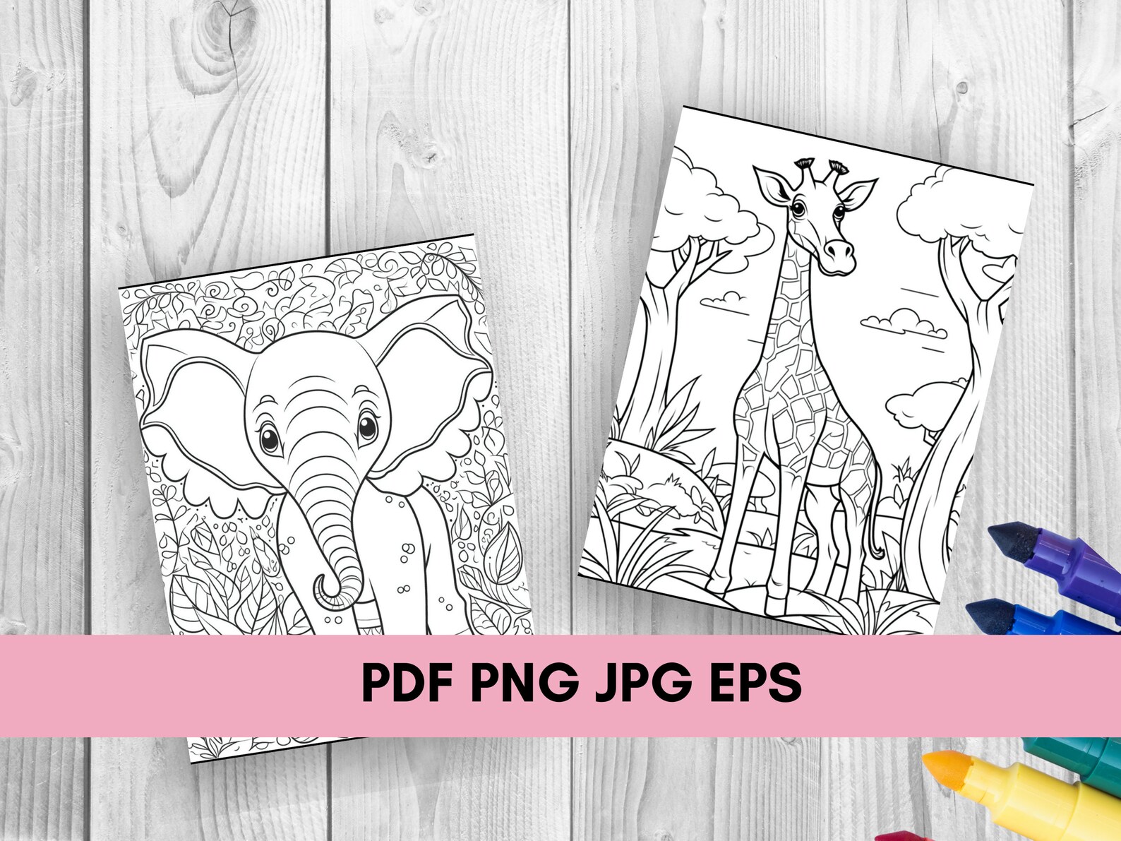 Wild Animals Coloring Book-wild Animals Coloring Pages-wild Animals ...