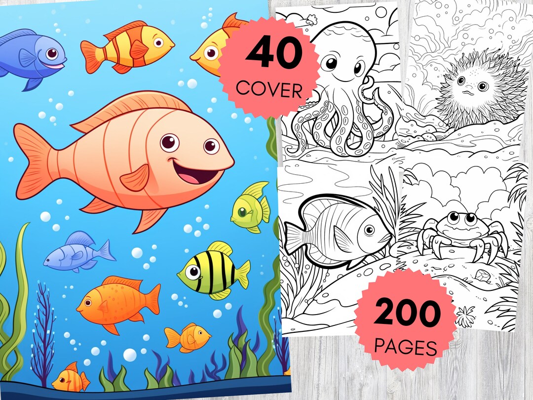 200 Sea Animals Coloring Pages - Digital Download for Relaxation and ...