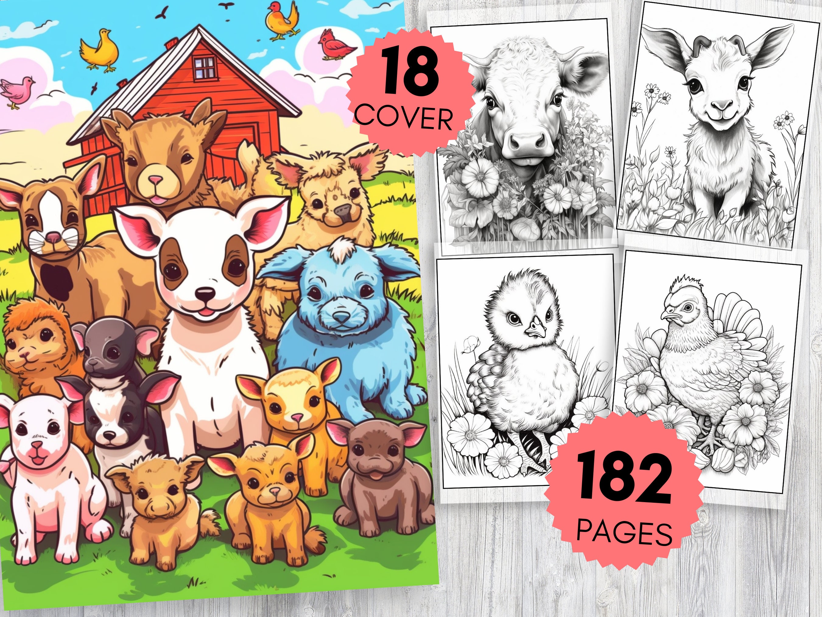 180 Farm Animals Coloring Pages for Kids Farm Coloring Pages Kids ...