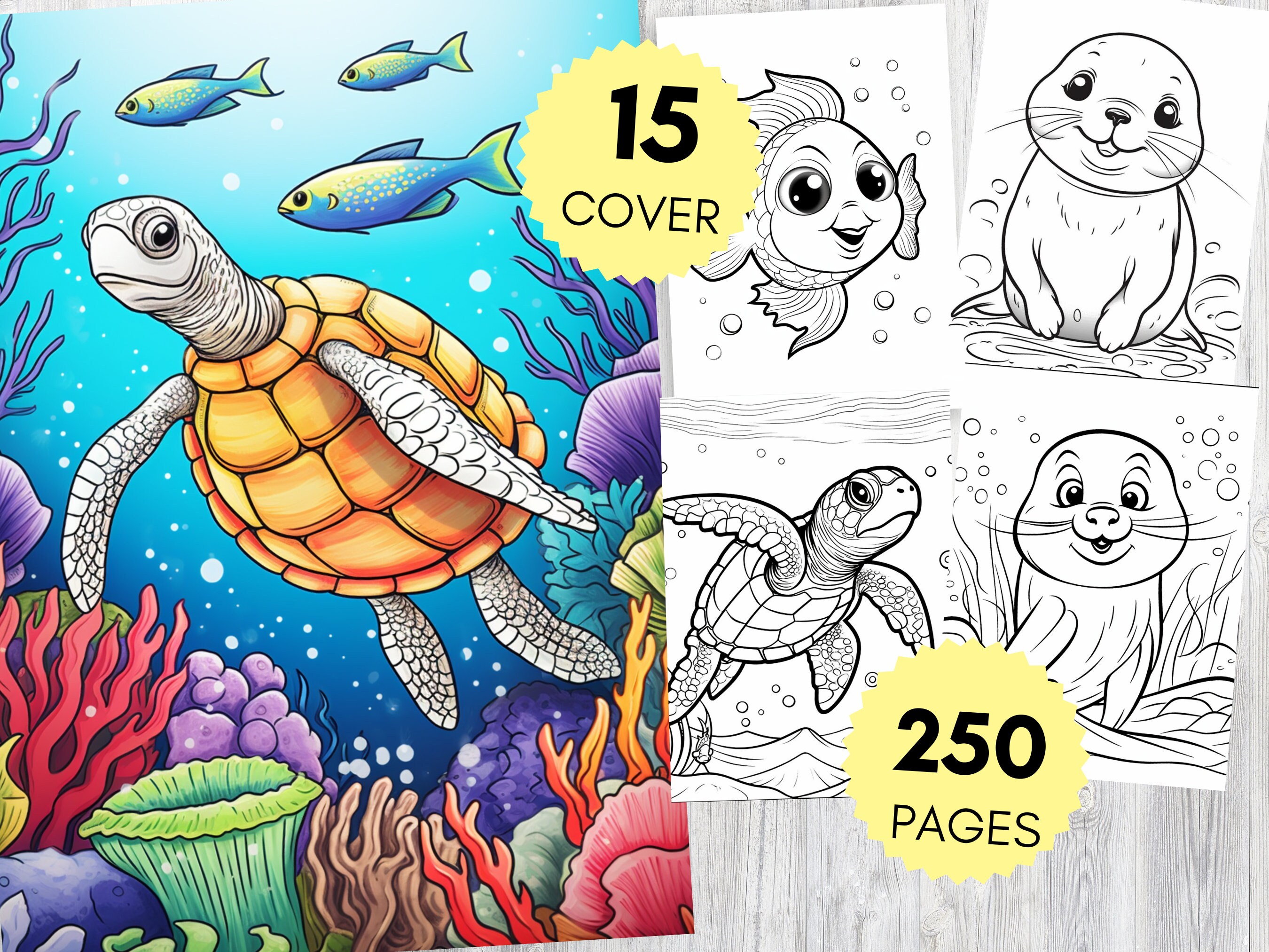 250 Sea Animals Coloring Pages - Digital Download for Relaxation and ...