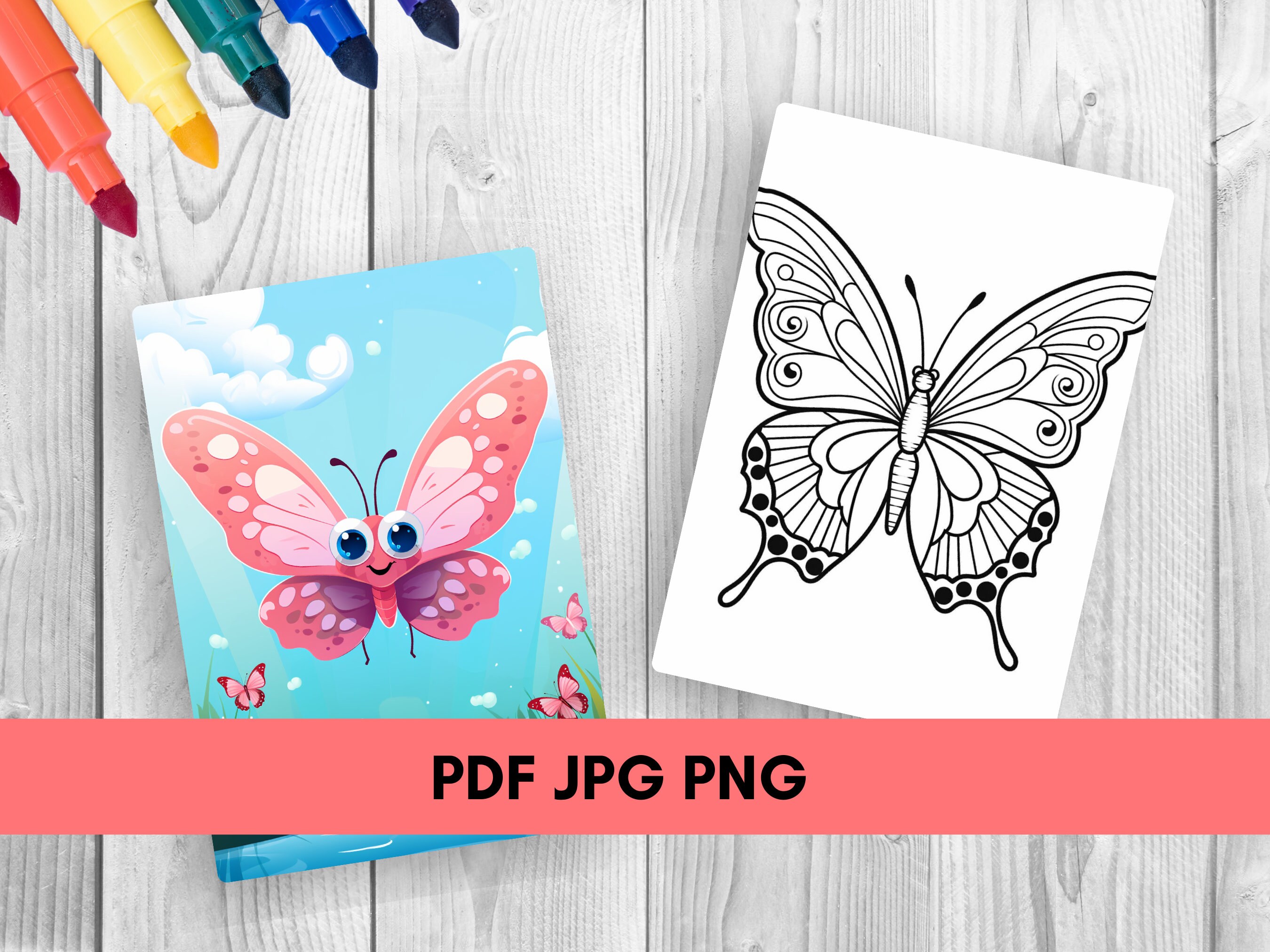 200 Butterfly Coloring Pages for Relaxation and Creativity - Instant ...