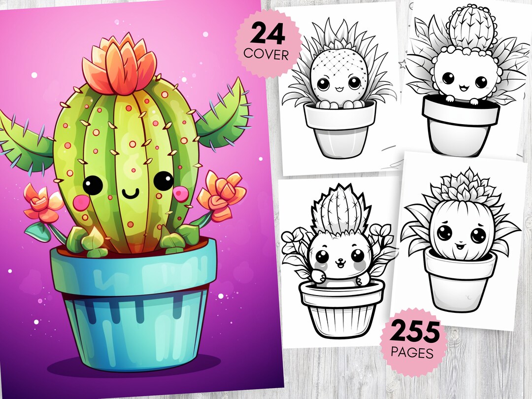 Cactus Coloring Pages - A Cute Coloring Book With 250+ Adorable Cactus ...
