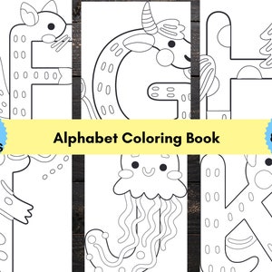 26 Pages Alphabet Coloring Book Printable for Kids, Alphabet Coloring ...