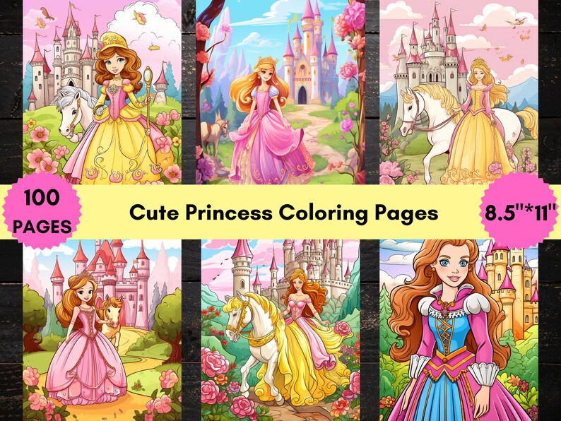 Cute Princess Coloring Book for Kids, Princess Coloring Pages, Kids ...