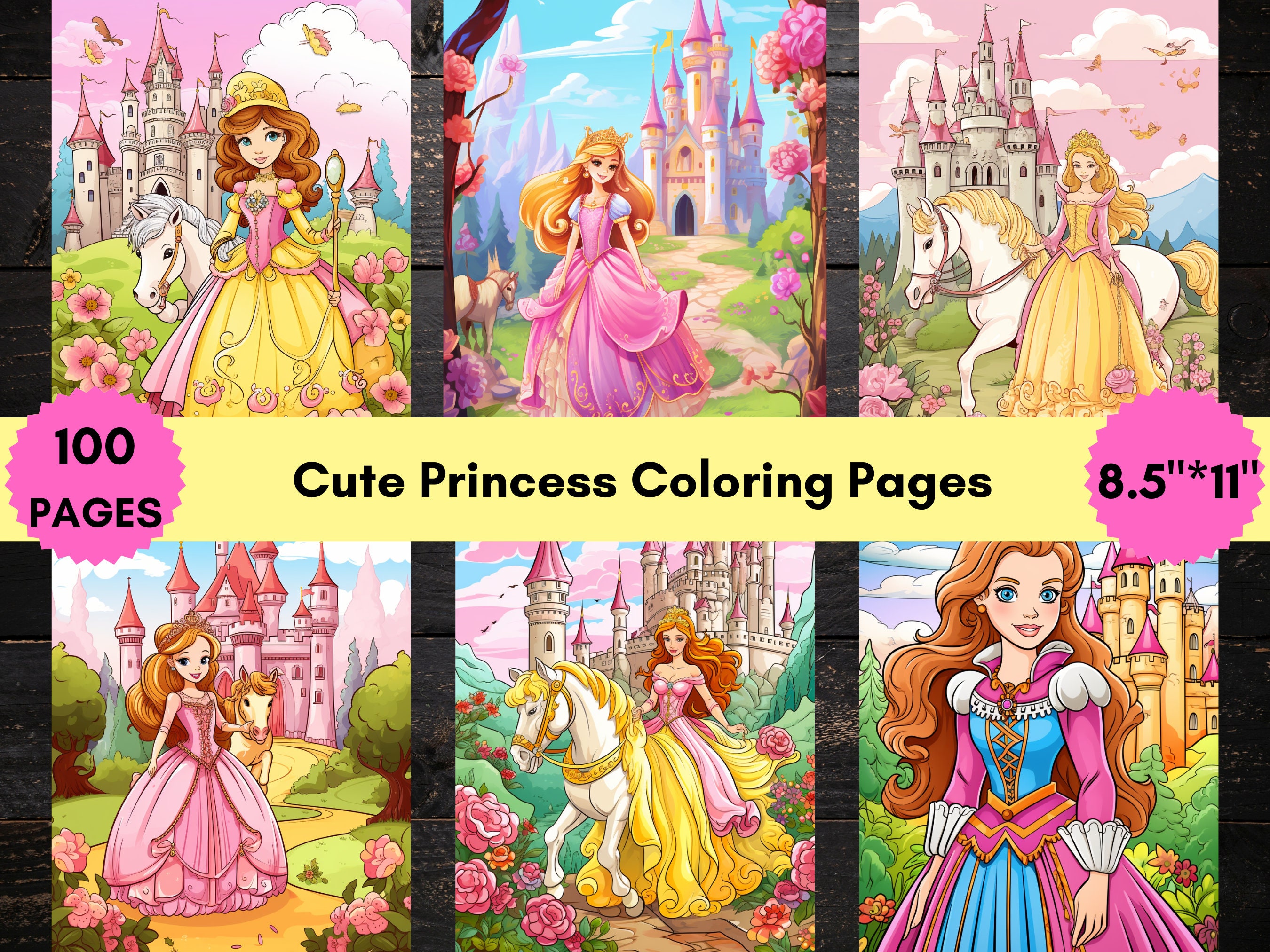 Cute Princess Coloring Book for Kids, Princess Coloring Pages, Kids ...