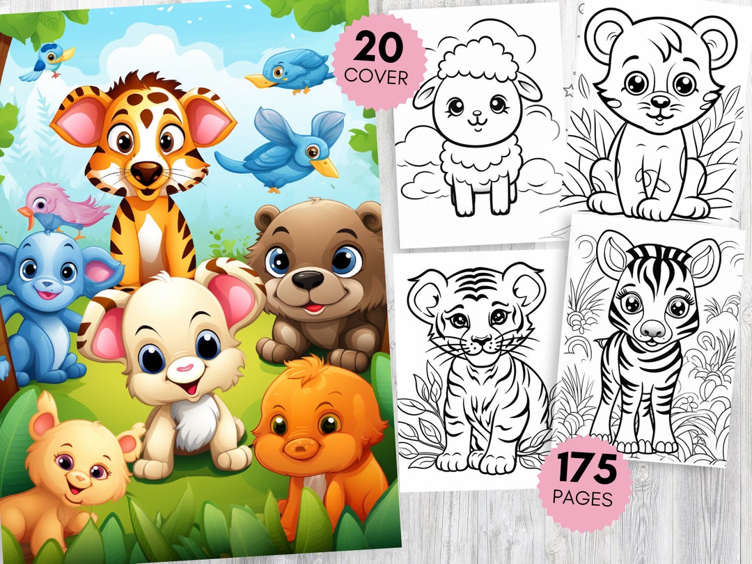 175 Cute Baby Animals Coloring Pages for Adult & Kids, Animal Coloring ...
