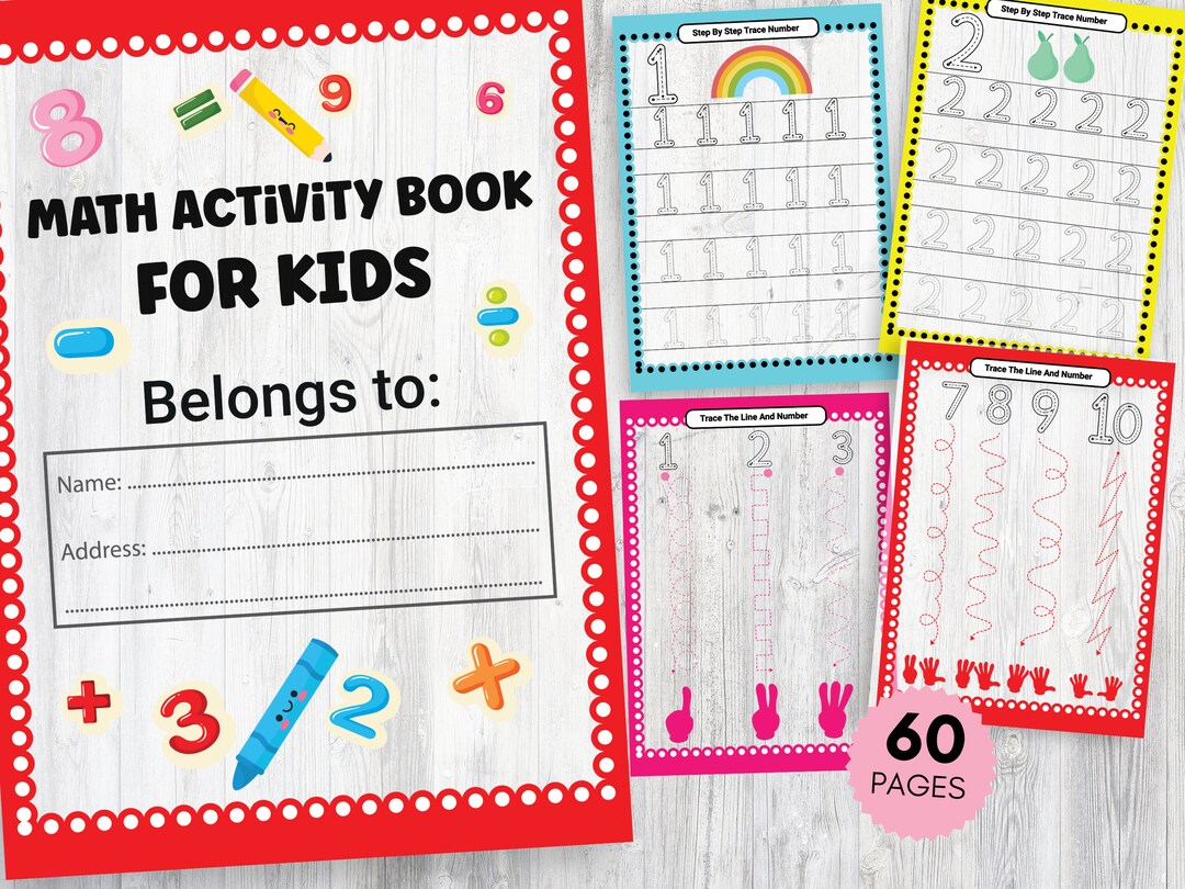 Preschool Math Activity Book for Kids, Counting and Addition Worksheets ...