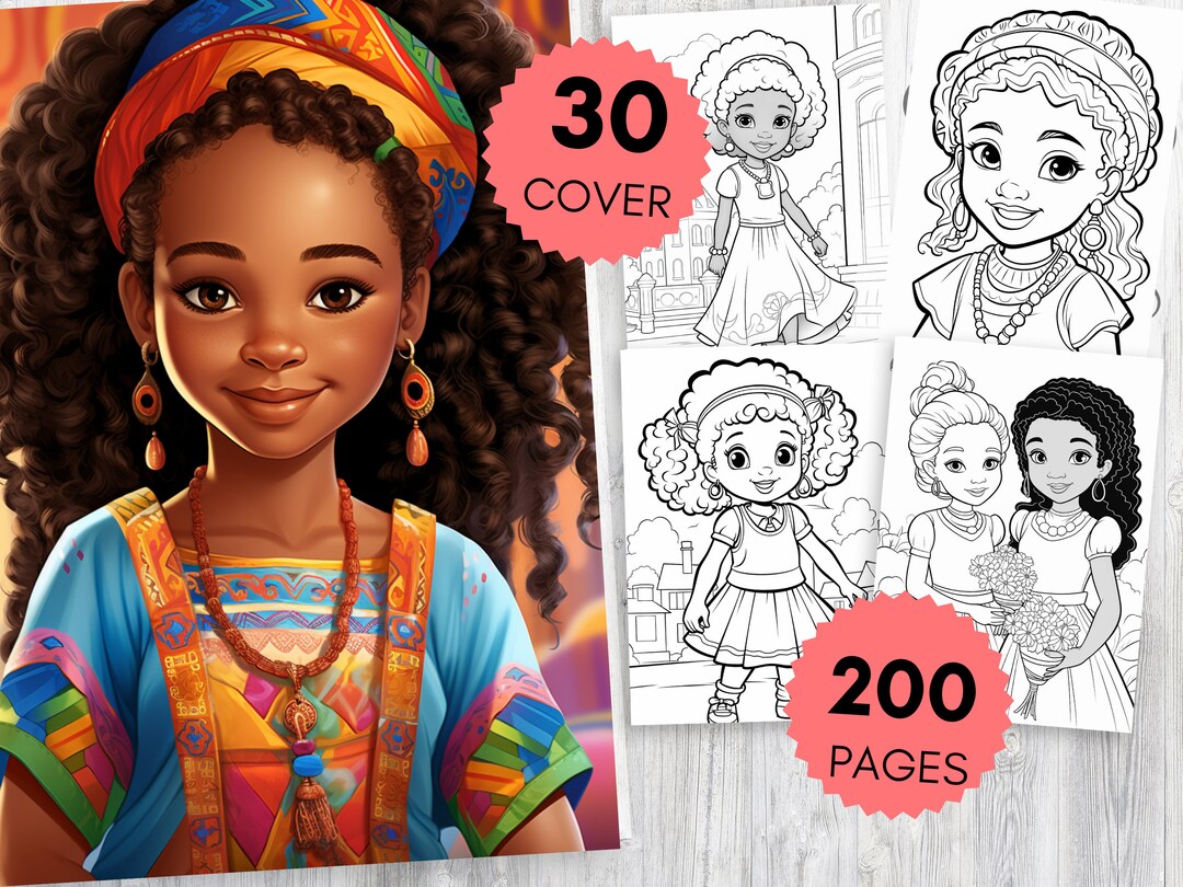 200 Cute Baby African Girls Portrait Grayscale Coloring Pages for ...
