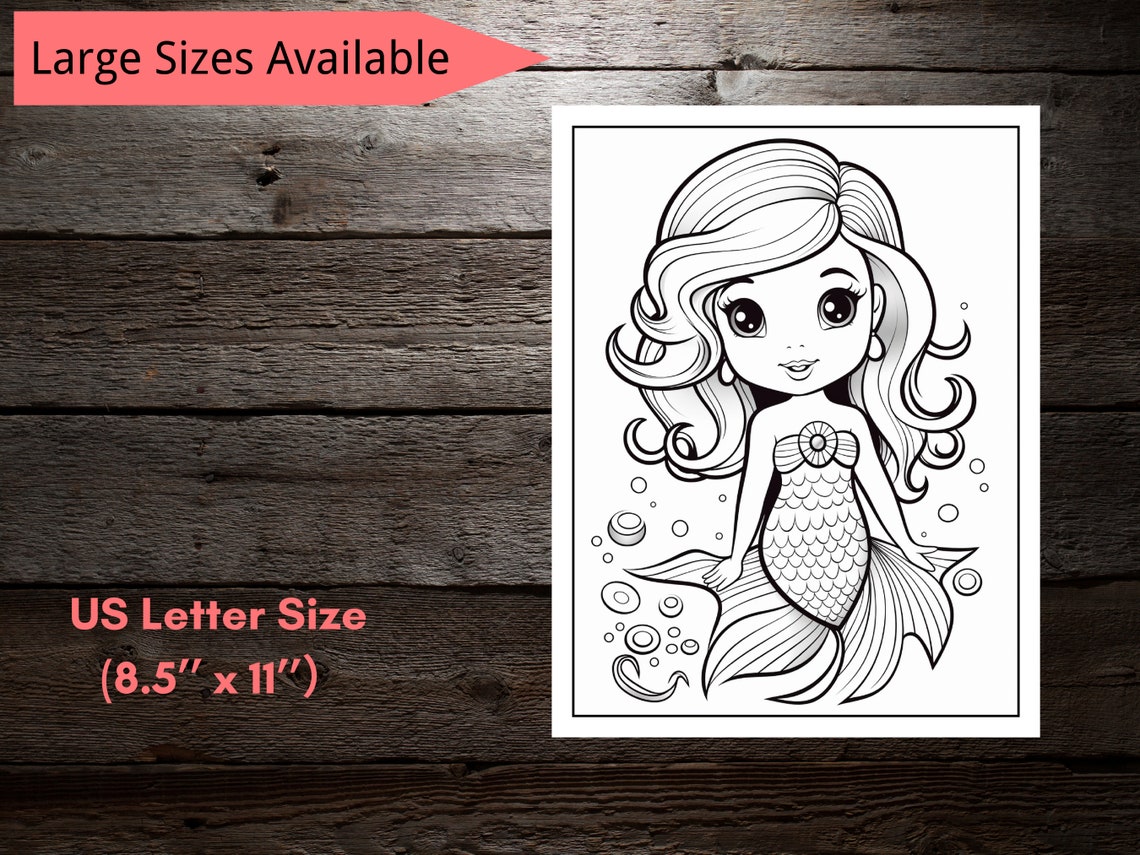 100 Cute Mermaid Coloring Pages - Adult and Kids Coloring Book, Mermaid ...