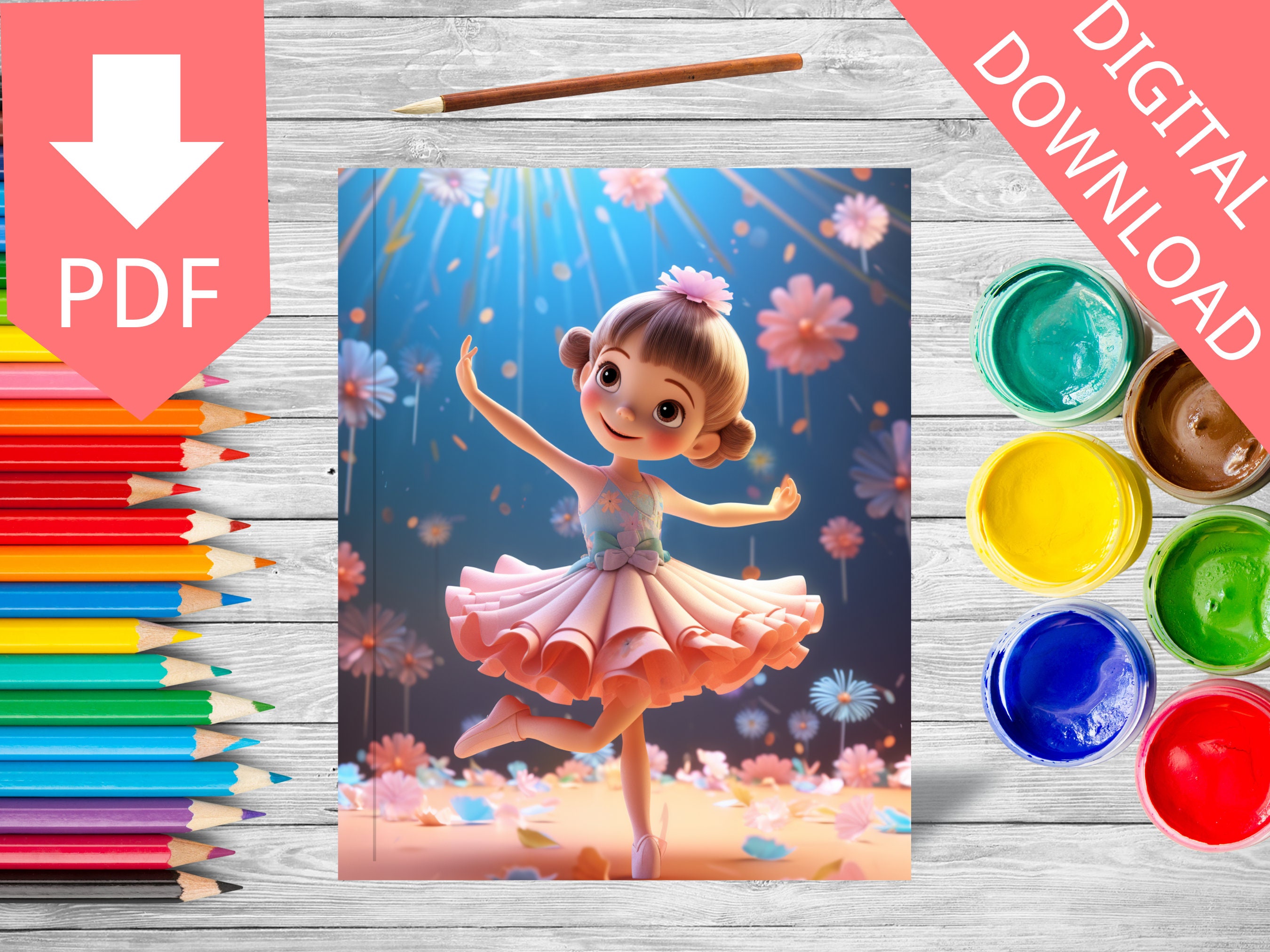 230 Cute Ballerina Coloring Pages for Kids | Printable PDF 10 Pages A4 ...
