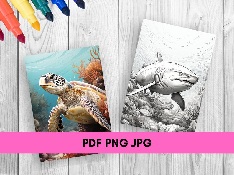 Sea Animal Coloring Pages for Kids and Adults, Ocean Creatures Relaxing ...