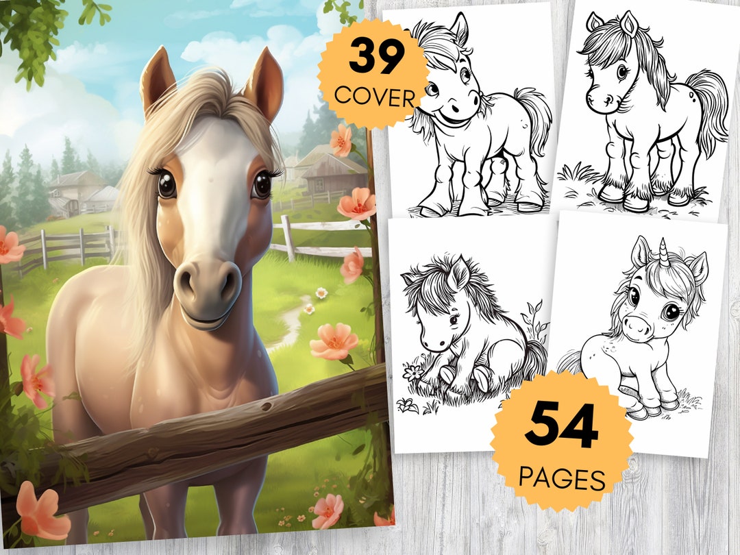 54 Printable Horse Coloring Pages, Horse Coloring Bundle, Coloring Book ...