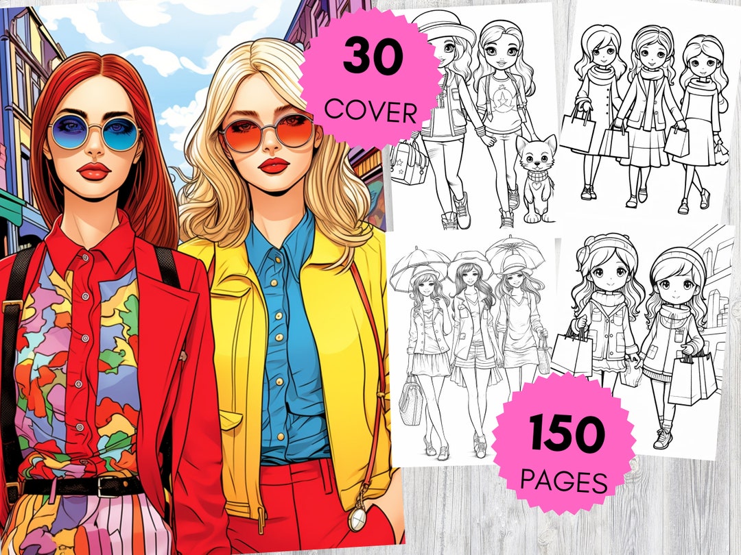 Fashion Girl Coloring Pages for Kids, Trendy Outfits and City Scenes ...