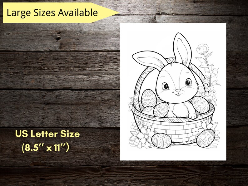 Cute Easter Bunny Coloring Pages for Kids and Adults, Spring Egg and ...