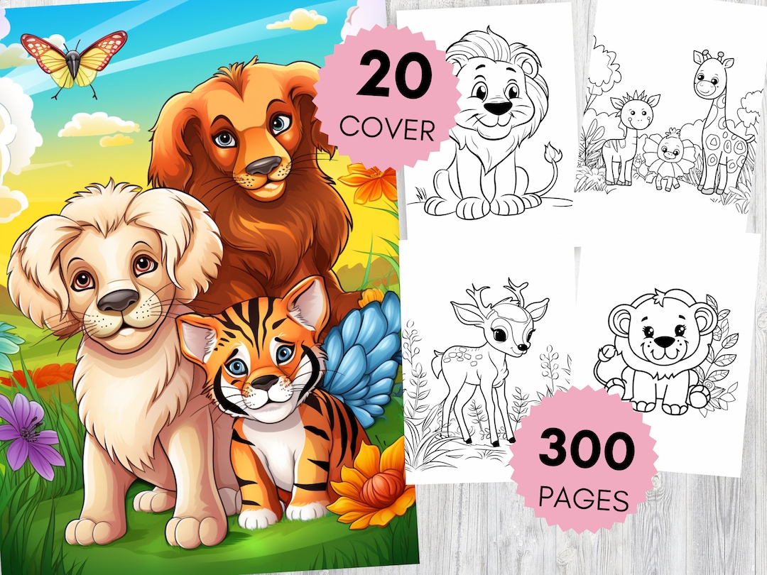 Cute Animal Coloring Pages for Kids and Adults, Fun Printable Animal ...