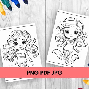 100 Cute Mermaid Coloring Pages - Adult and Kids Coloring Book, Mermaid ...