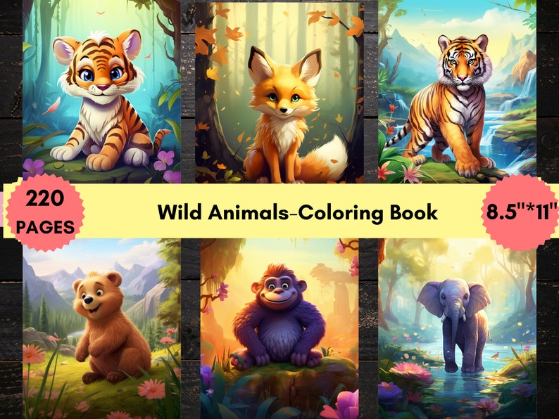 220 Wild Animals Coloring Pages for Kids, Cute Animals Coloring Book ...