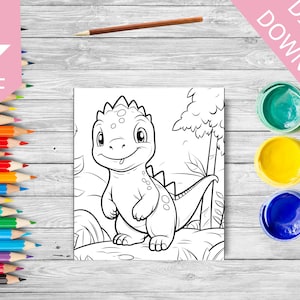 Cute Dinosaur Coloring Book for Kids, Preschool Activity Art Pages, Fun ...