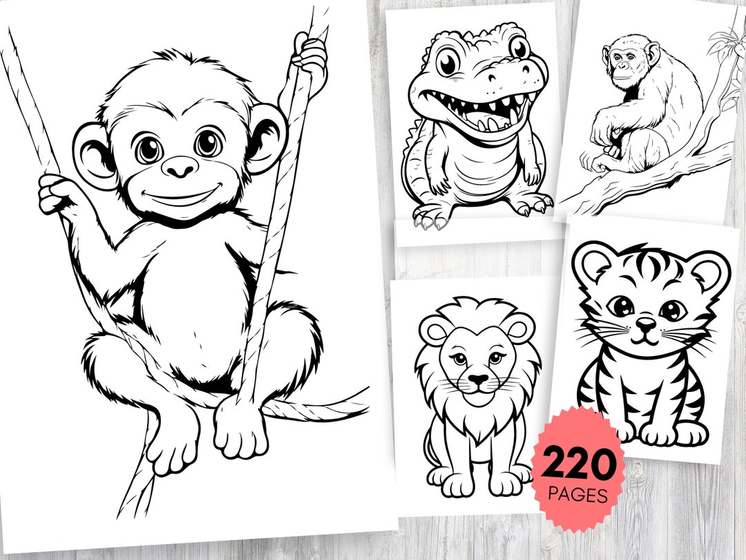 220 Wild Animals Coloring Pages for Kids, Cute Animals Coloring Book ...