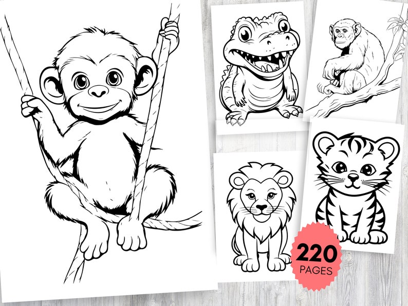 220 Wild Animals Coloring Pages for Kids, Cute Animals Coloring Book ...