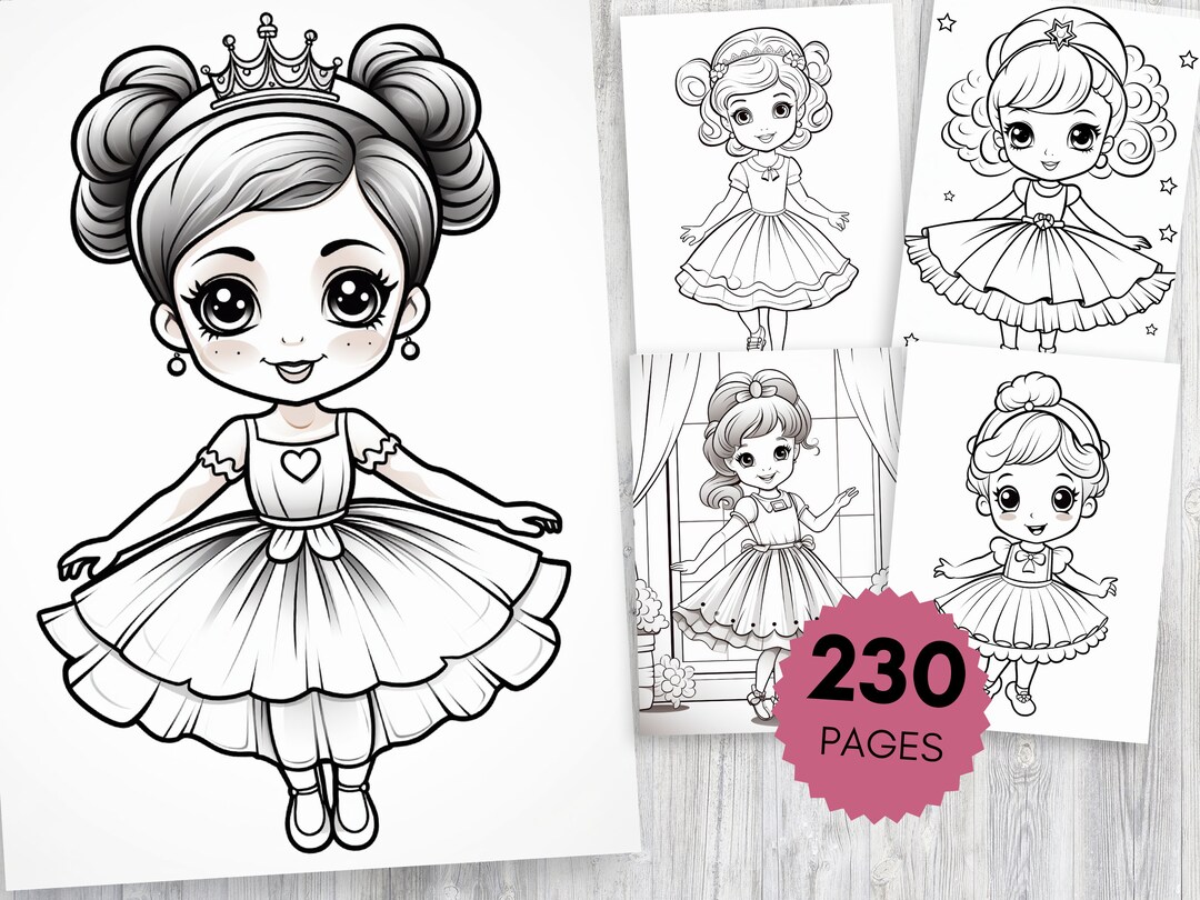 230 Cute Ballerina Coloring Pages for Kids | Printable PDF 10 Pages A4 ...