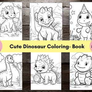 Cute Dinosaur Coloring Book for Kids, Preschool Activity Art Pages, Fun ...