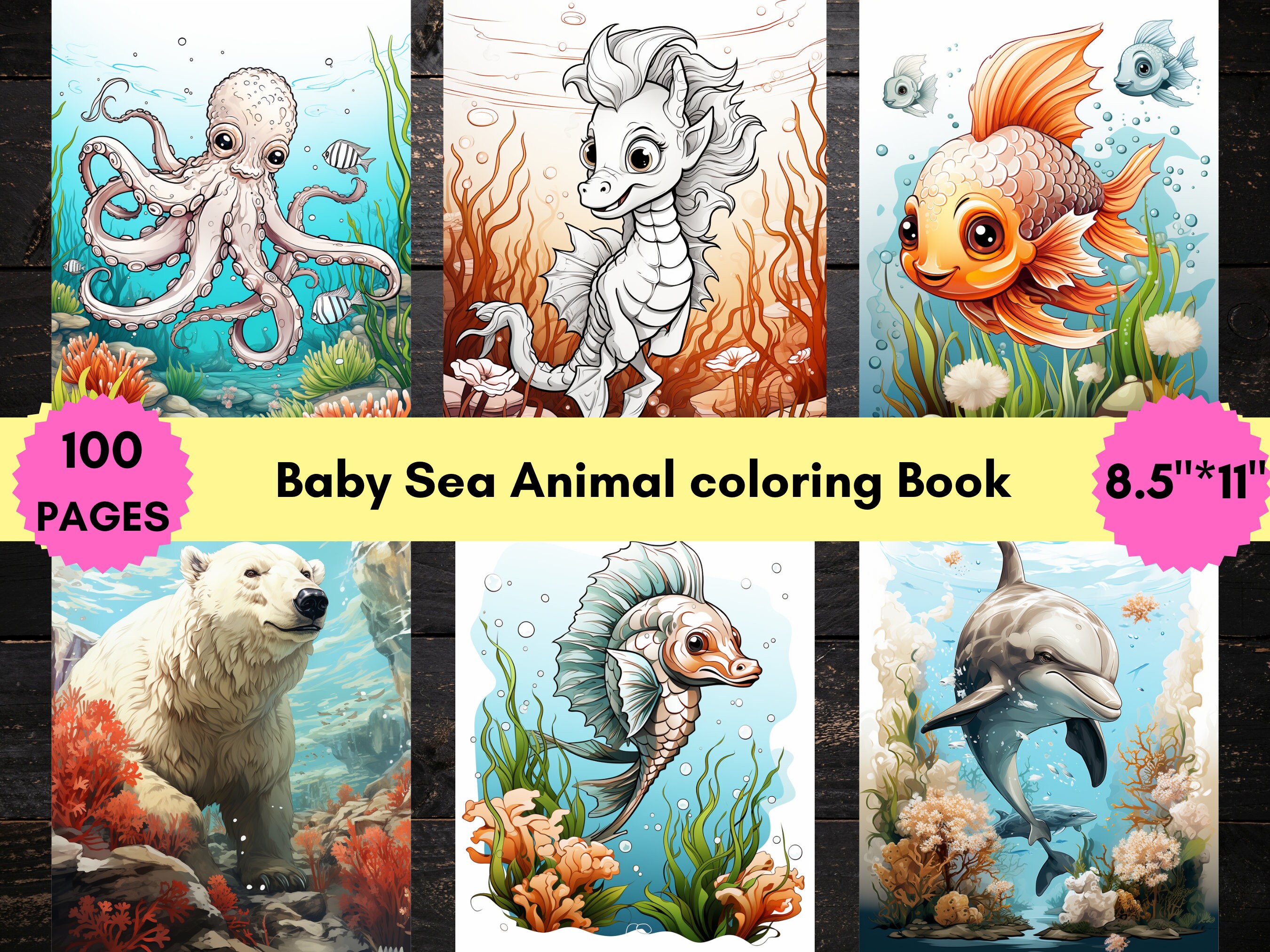 100 Baby Sea Animals Coloring Pages - Digital Download for Relaxation ...