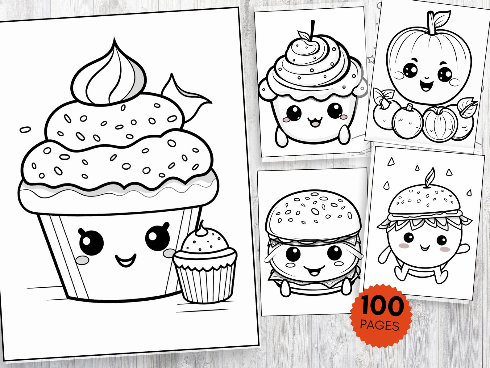 Cute Food Coloring Pages, Kawaii Food Printable, Funny Pizza Coloring ...