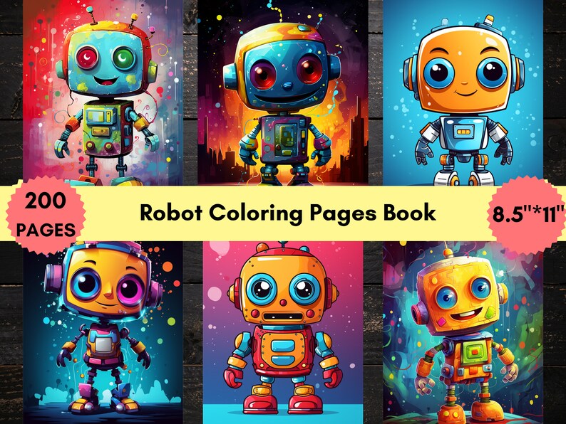 200 Cute Robot Coloring Pages for Kids and Adults, Sci-fi Adventure ...