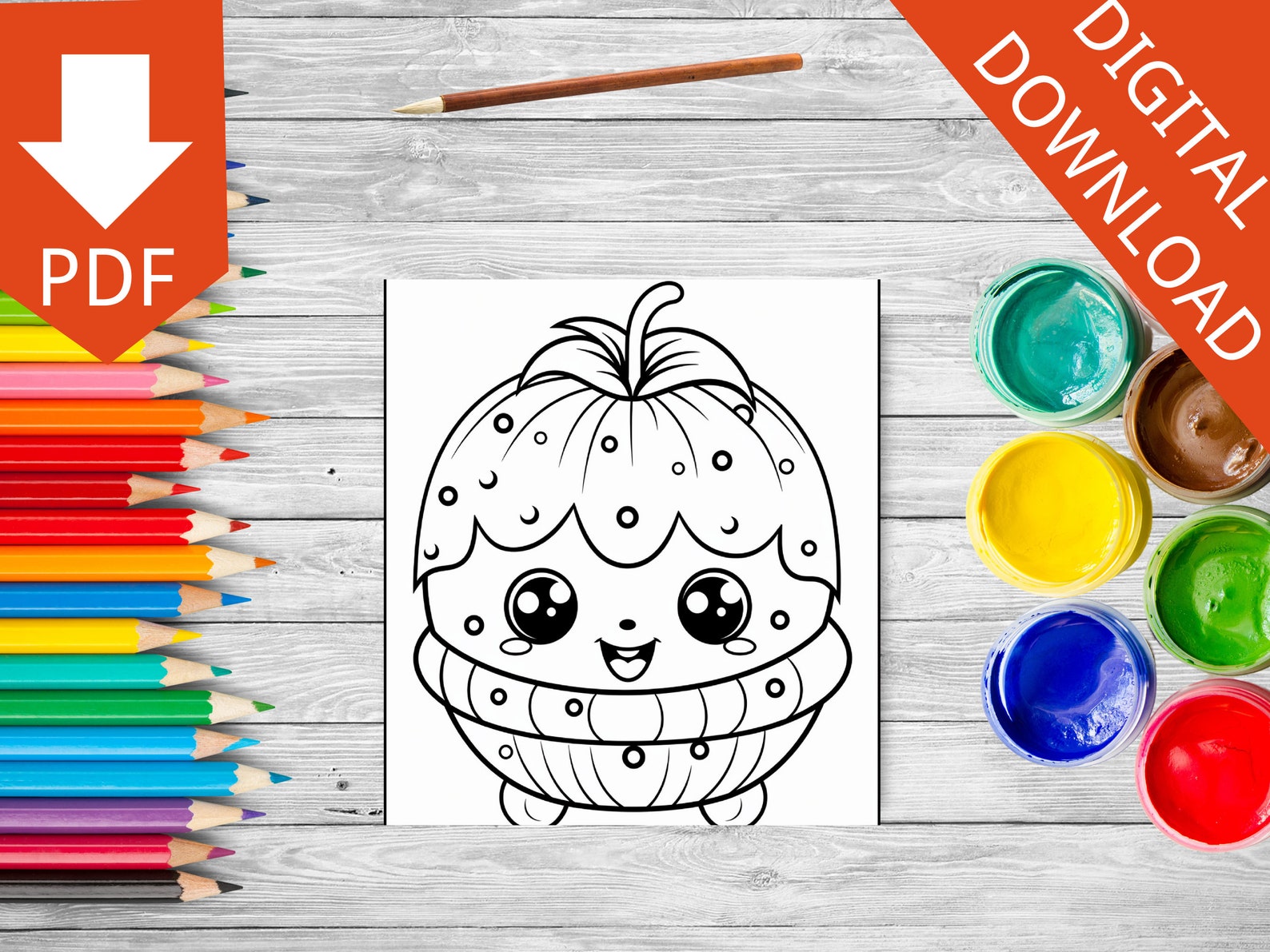 Cute Food Coloring Pages, Kawaii Food Printable, Funny Pizza Coloring ...